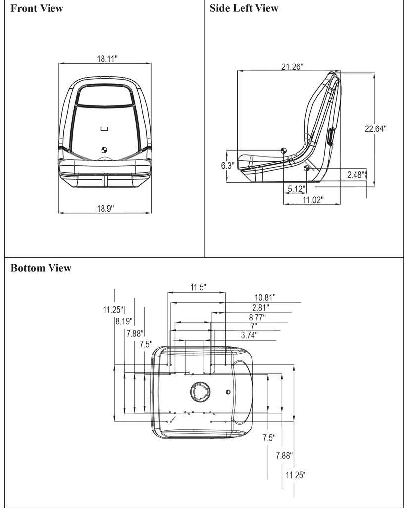JCB Telehandler Replacement Bucket Seat - Fits Various Models - Gray V ...
